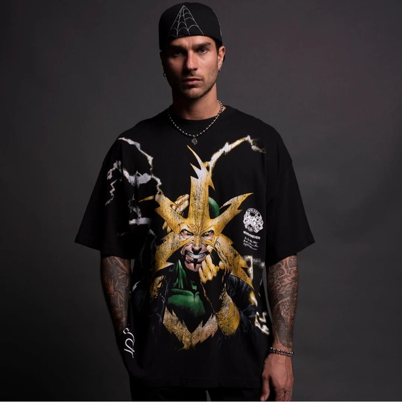 Darc Sport | Shirts | Soldout Electro Side By Side Oversized Tee In Black | Poshmark